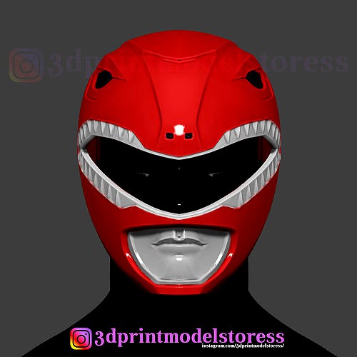 Red Ranger Mighty Morphin Power Ranger Helmet Cosplay STL File | 3D model
