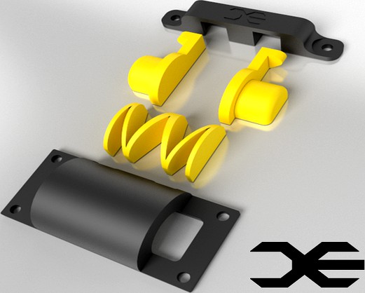 Spring-loaded latching mechanism 3d model