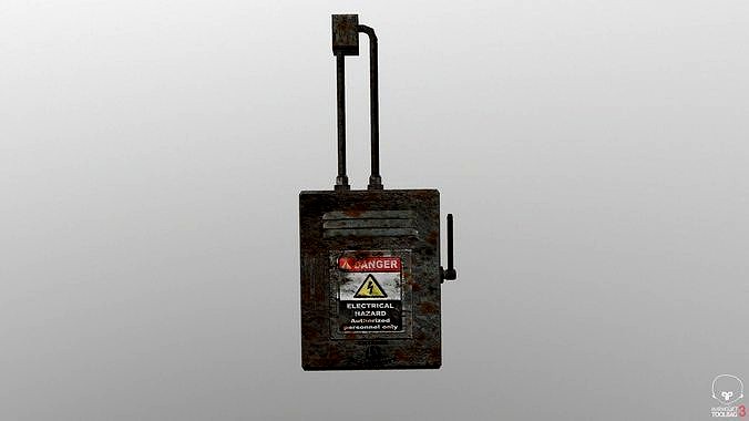 Game ready Old Fuse box 3D model Low-Poly