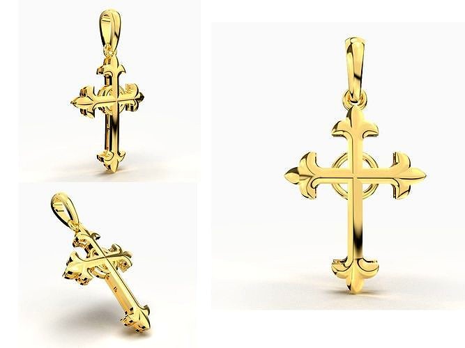 JESUS CROSS GOLD PENDANT | 3D model
