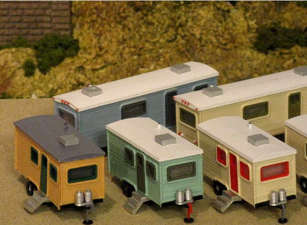 HO Scale Travel Trailers 3d model