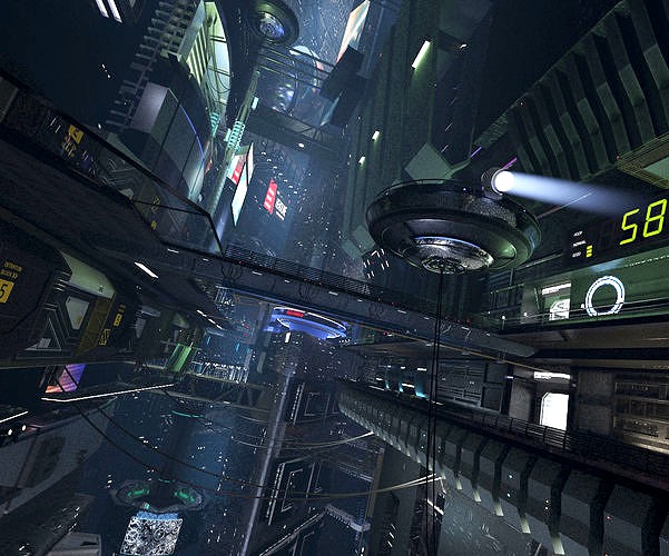 3D model Night Future Cyber City Low Poly