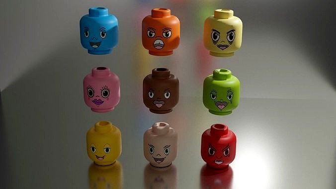 Lego faces 9 pcs 3d model