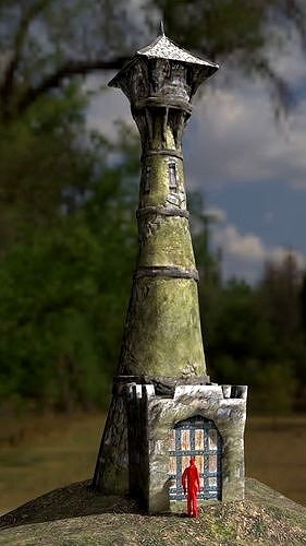 Medieval Fantasy Low Poly Watchtower - Hand Painted Textures 3d model