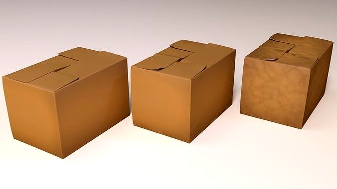 Worn Carton Boxes 3d model
