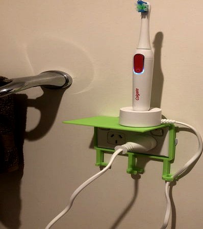 Australian Power Point Cord Organiser + mini shelf 3d model