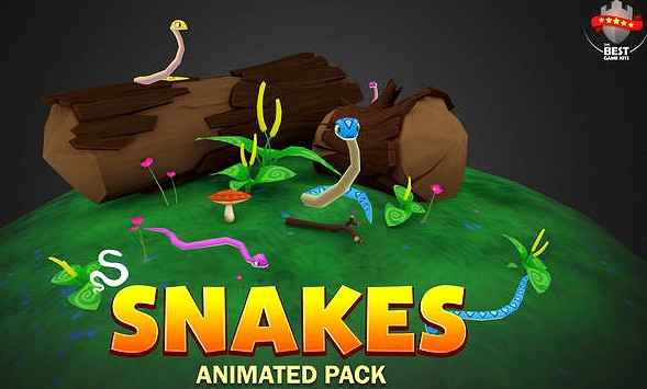 Snakes animated pack 3d model