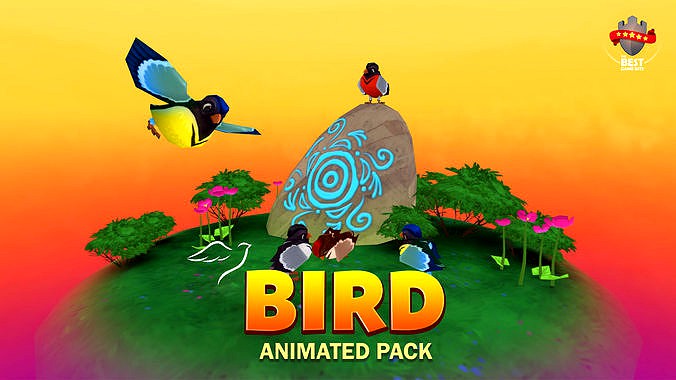 Bird animated pack 3d model