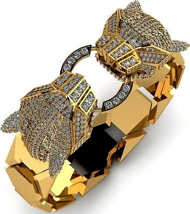 Cartier Tiger Bracelet Modern Tiger Ring Tiger Pendant 3d model