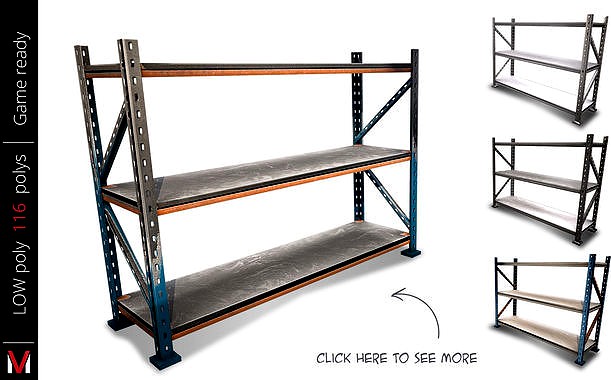 Shelf Rack Low Poly game ready 3d model