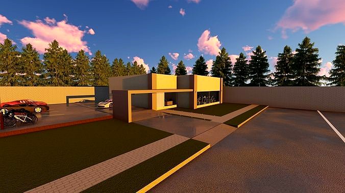 Academia fachada moderna - Gym modern facade REVIT NATIVE 3d model