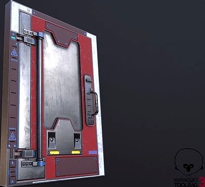 Sci-Fi Heavy door with magnetic lock 3d model