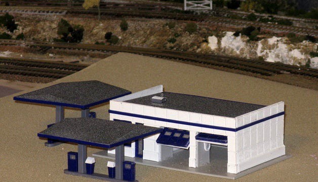 HO Scale Service Station with Opening Doors 3d model