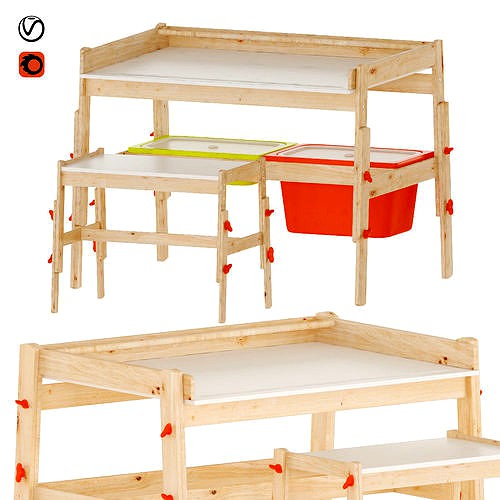 Flisat desk and bench 3d model
