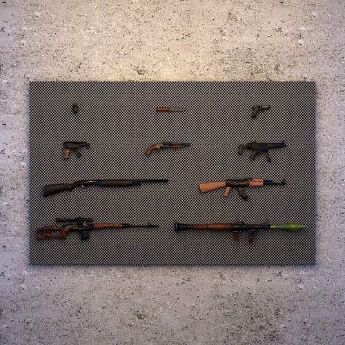 Texture Painted Low-Poly Gun Collection for Game 3d model