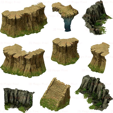 2D Rock And Mountain Construction Kit Game Asset 3d model