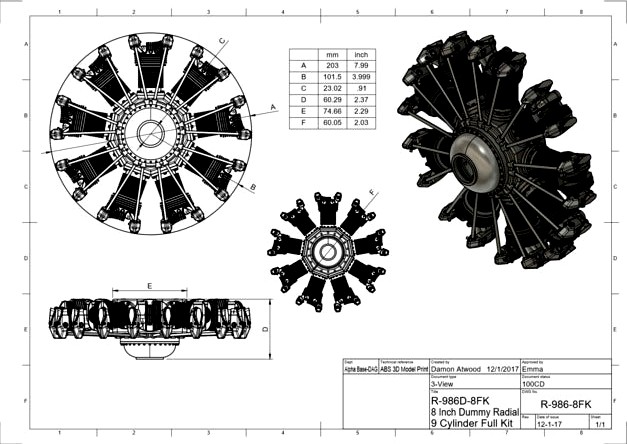 9 Cylinder Radial Engine by DAG214 3d model