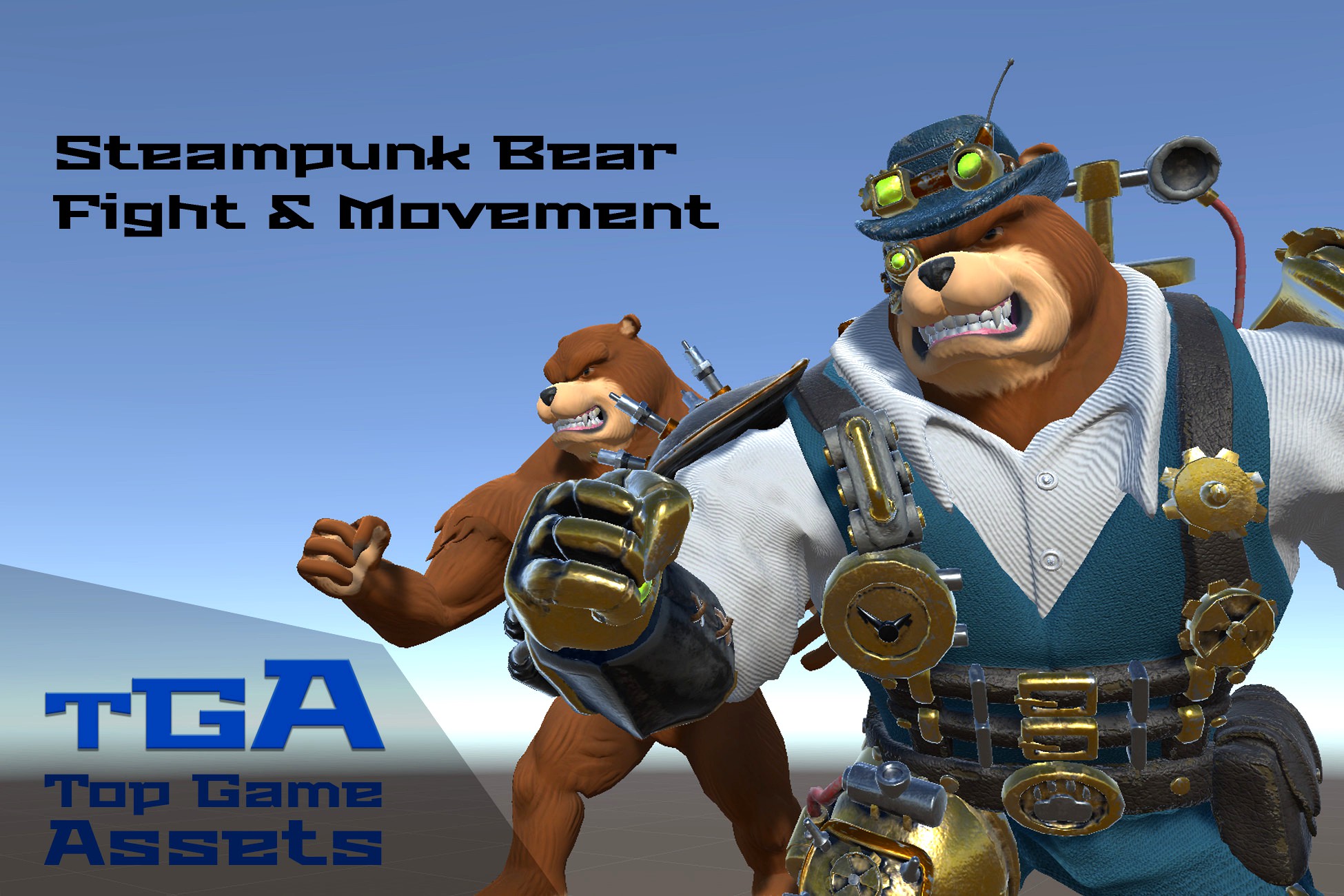 [RPG Animset] Steampunk Bear - Fight & Movement 3d model