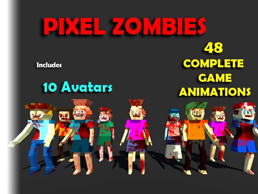 Pixel Zombies Animations 3d model