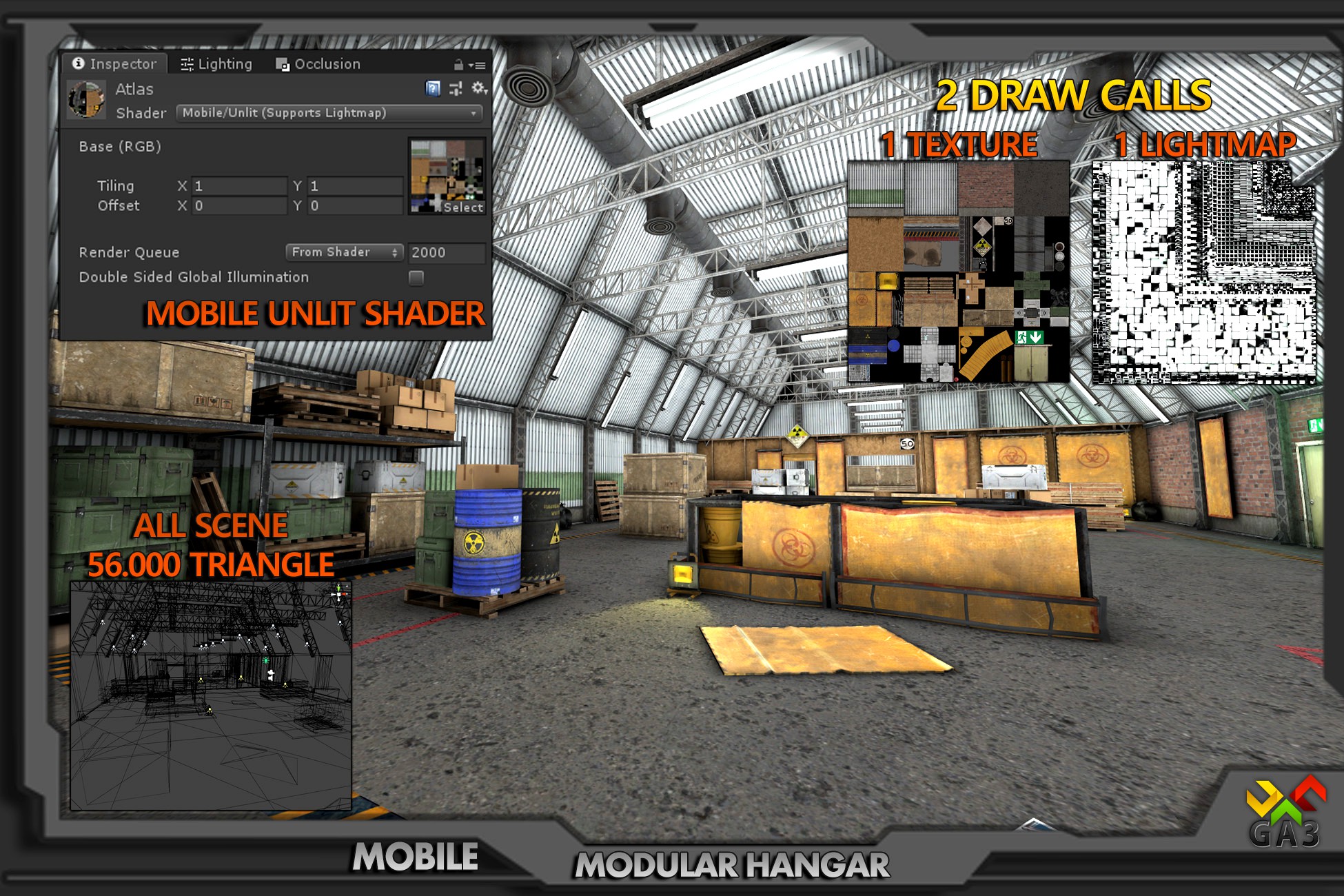 Mobile FPS (TDM) Map - HANGAR 3d model