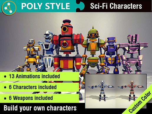 POLY STYLE - Sci-Fi Characters 3d model