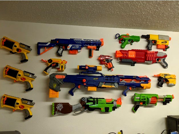 Mounted Display Hooks - Tools/Nerf Guns by Pixel2Plastic 3d model