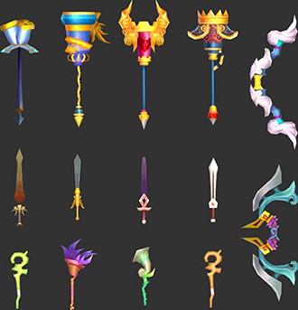 Toon Magic Weapons 3d model