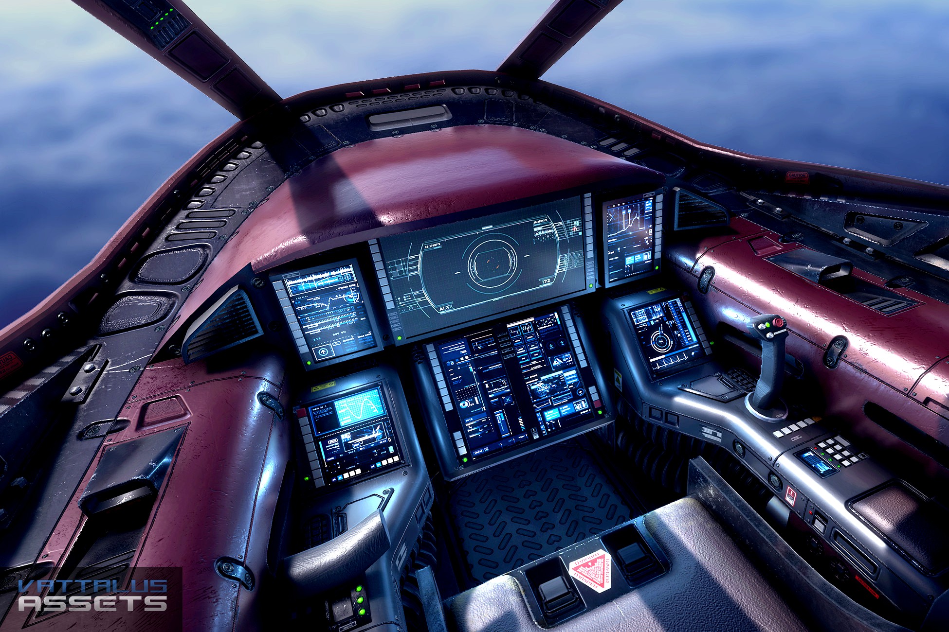 Sci Fi Light Fighter Cockpit 3d model