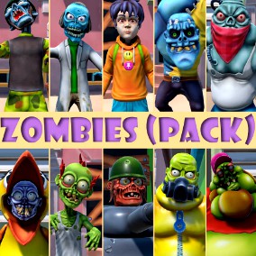 Cartoon Zombies Pack 3d model