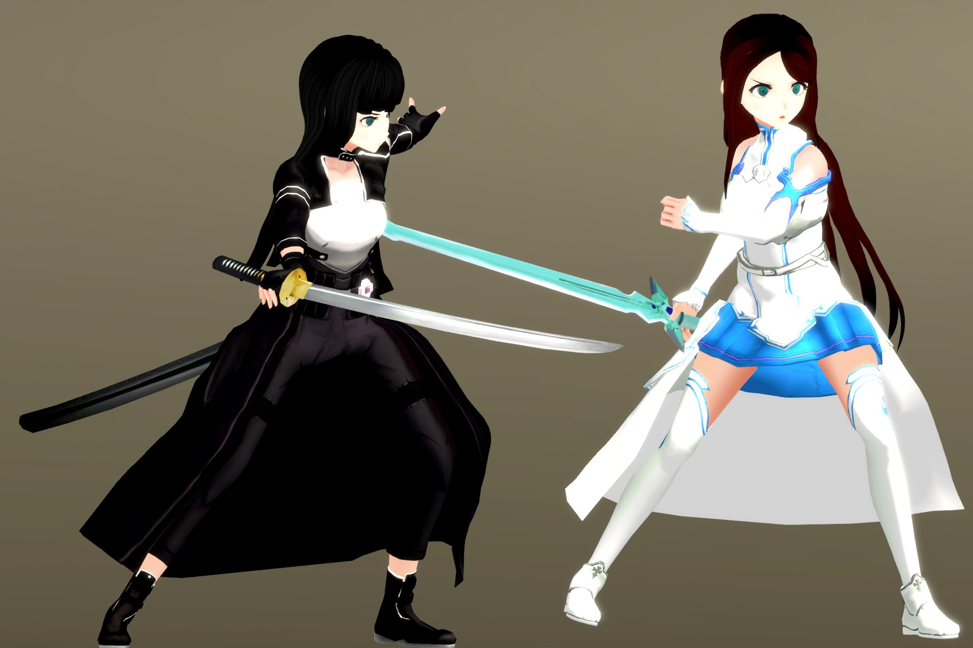 Fantasy Sword Fighters - Anime Girl Characters 3d model
