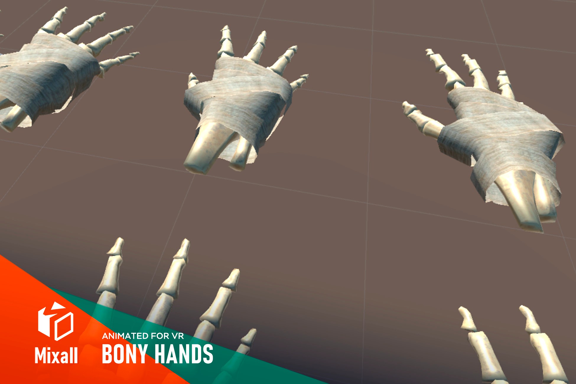 Bony Hands - animated for VR 3d model