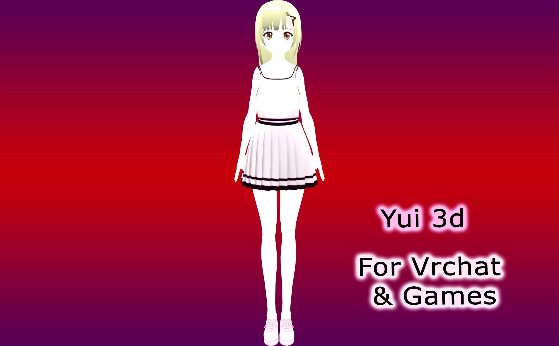 Yui: Anime-Style Character For Games And VRChat 3d model
