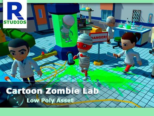 Cartoon Zombie Lab - Low Poly Assets 3d model