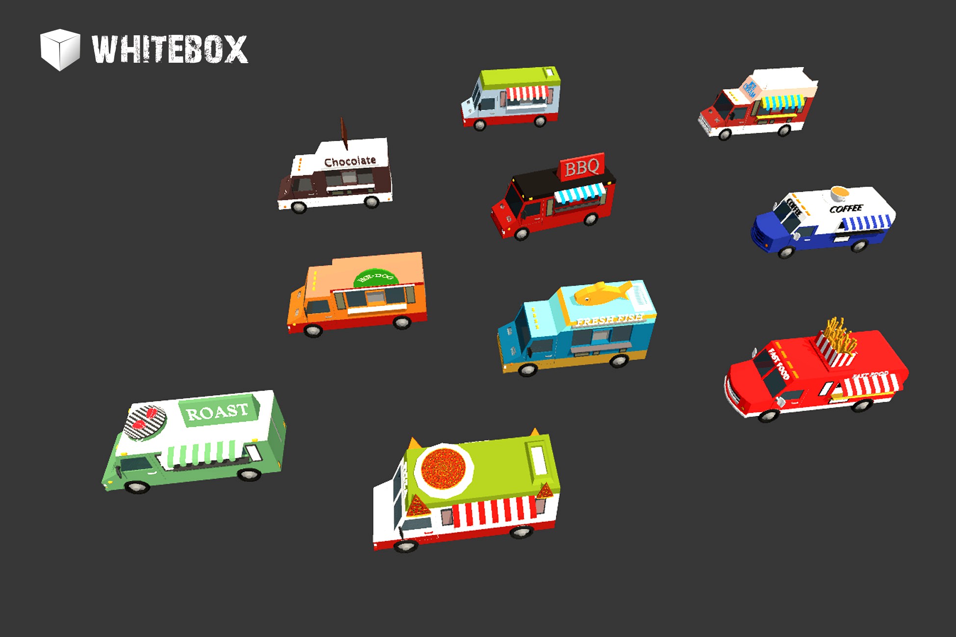 Low Poly Food Trucks 3d model