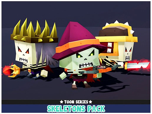Toon Skeletons Pack 3d model