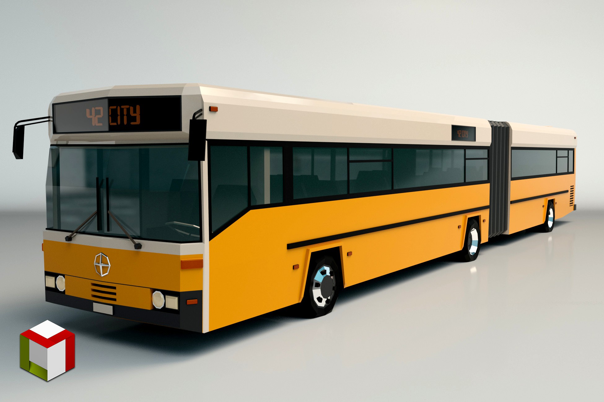 Low Poly City Bus 02 3d model