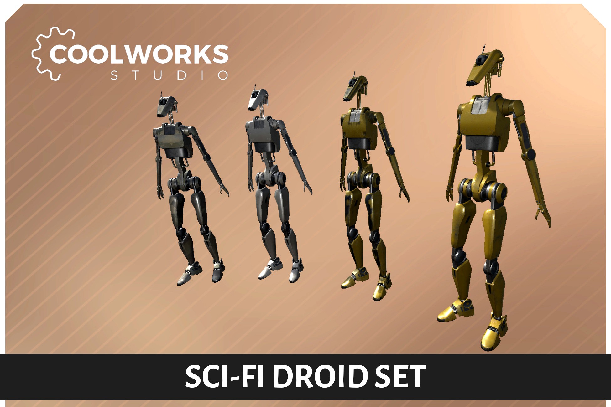 Sci-Fi Droid Set 3d model
