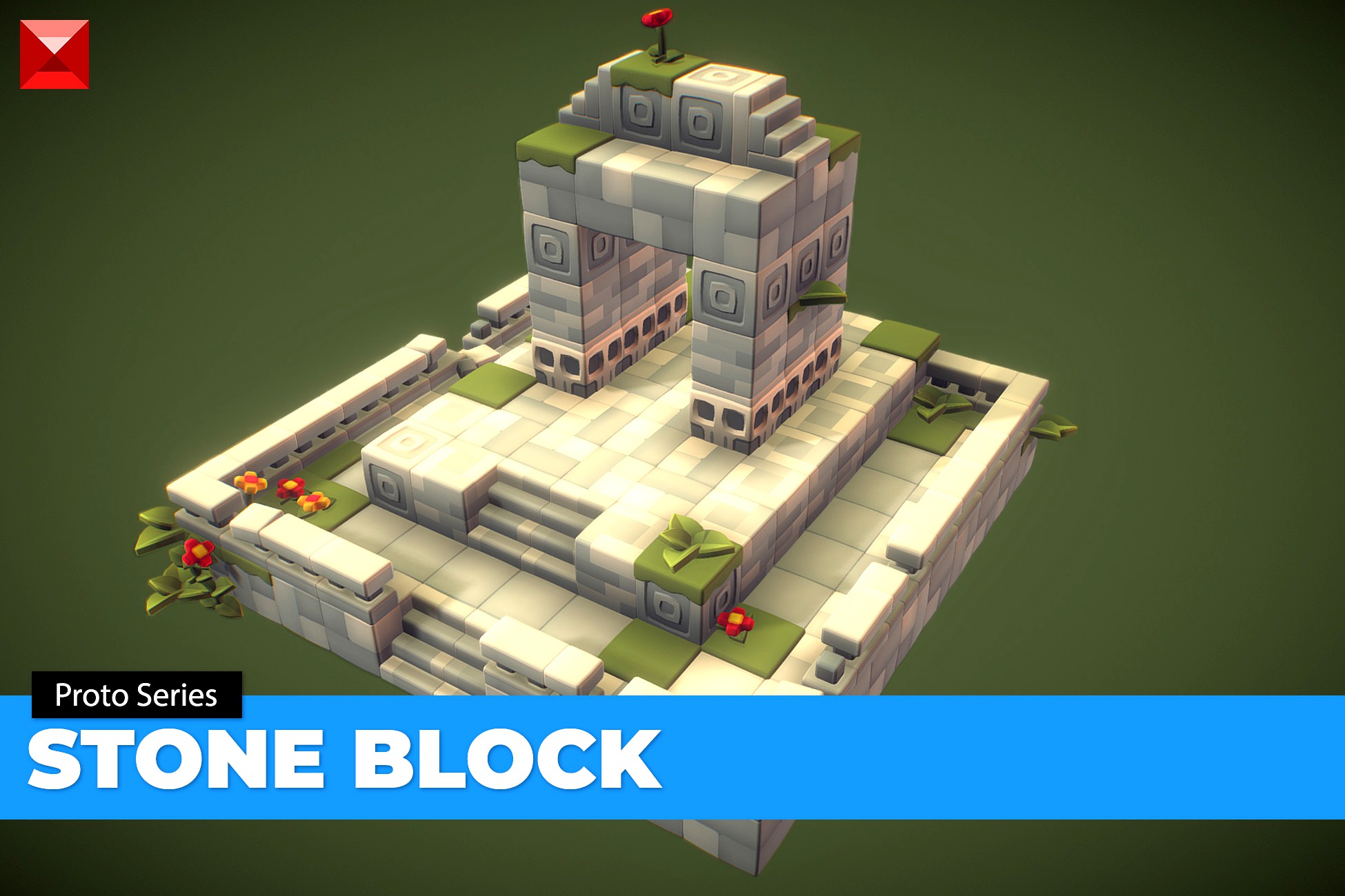 Cube World Stone Blocks - Proto Series 3d model