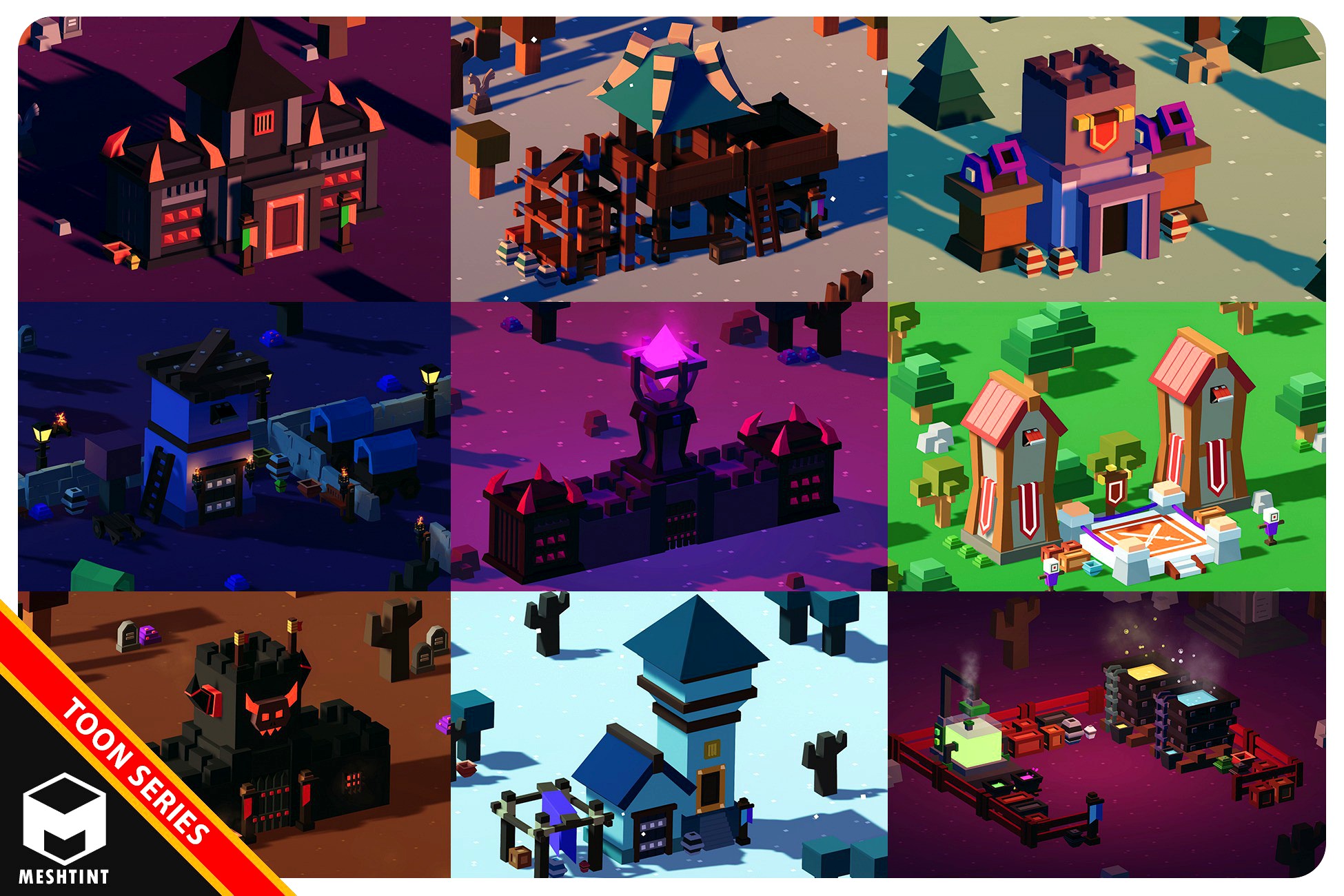 Customizable Fantasy Buildings Toon Series 3d model
