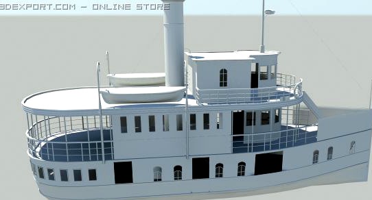 Old steam ship 3D Model