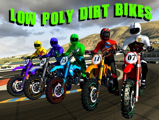 5 Low Poly Dirt Bike with Rider Pack-2 3d model