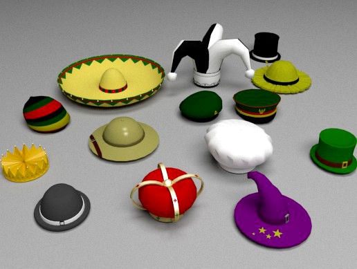 Low poly hats 3d model