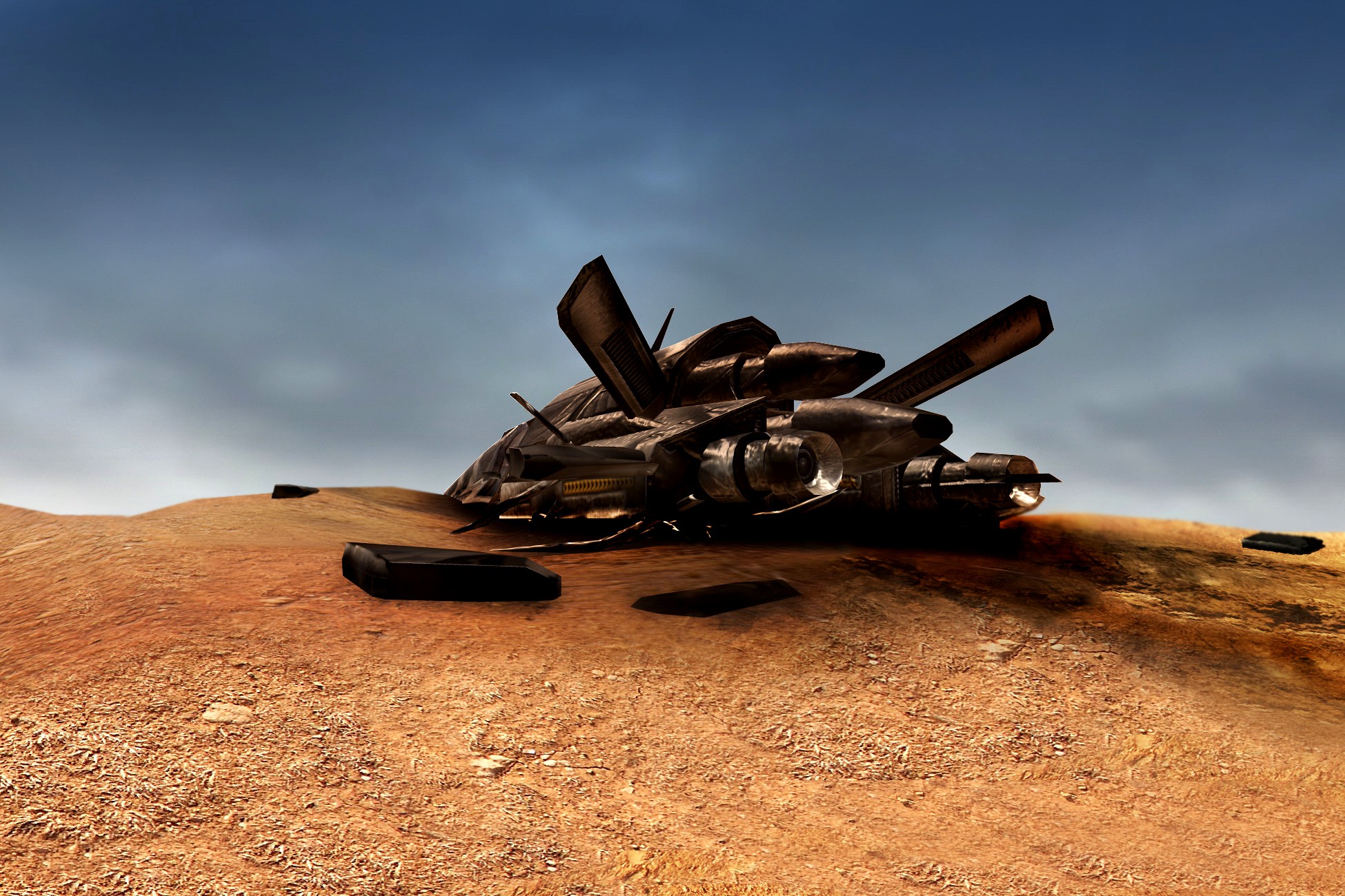 Crash-landed ship 3d model