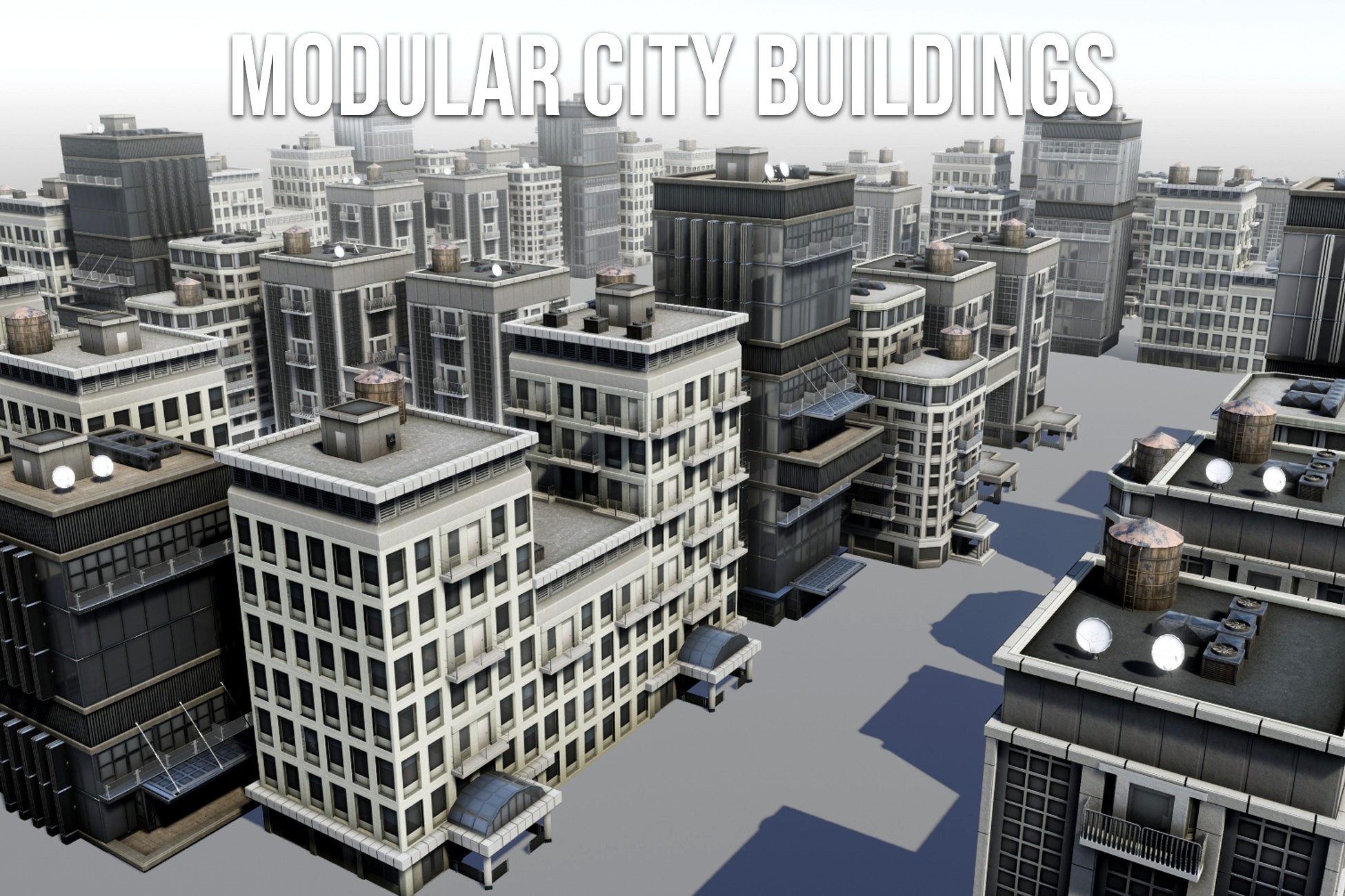 Modular City Buildings 3d model