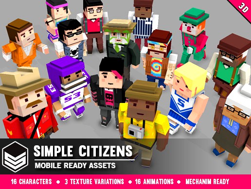 Simple Citizens - Cartoon Characters 3d model
