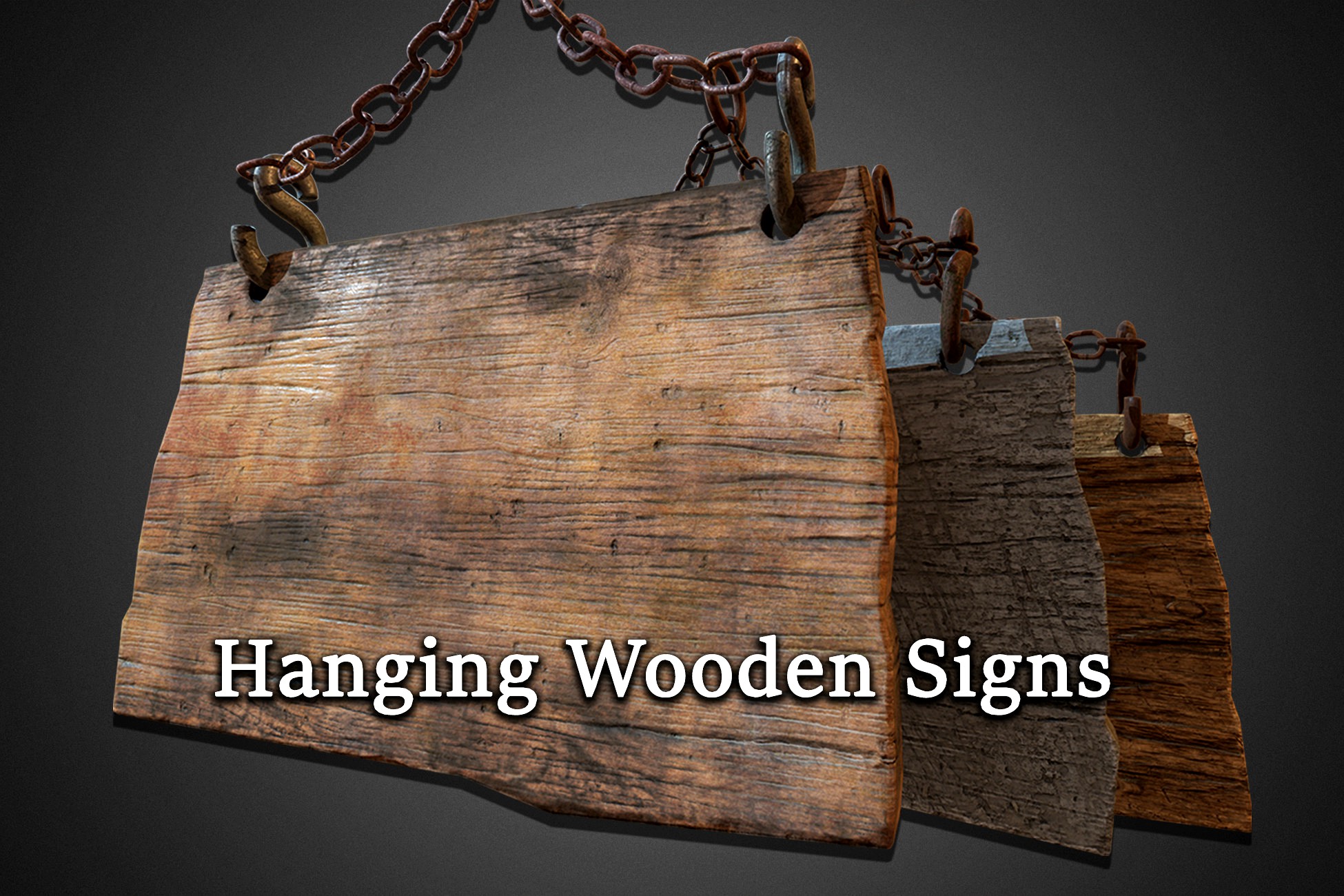 Hanging Wooden Signs 3d model