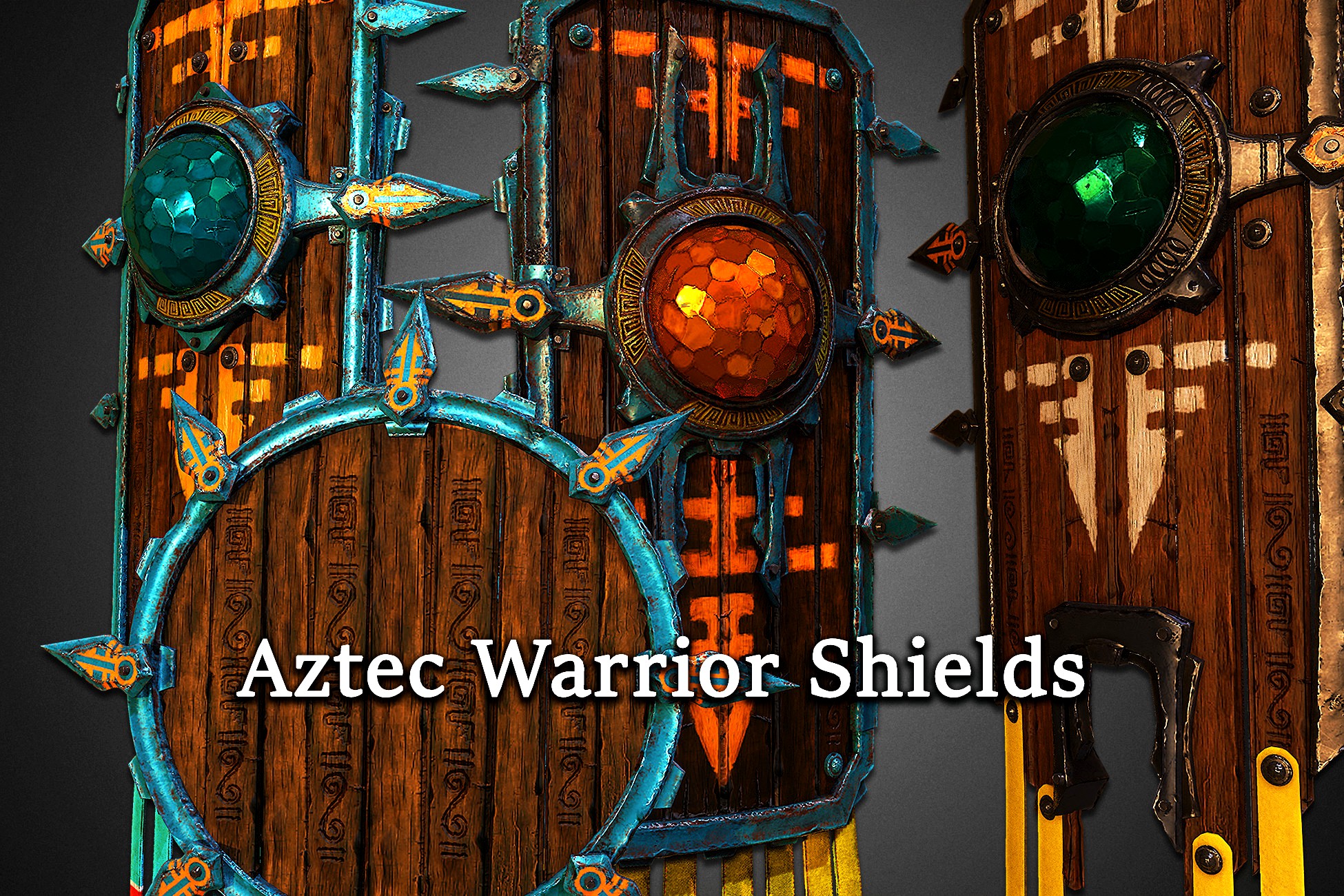 Aztec Warrior Shields 3d model