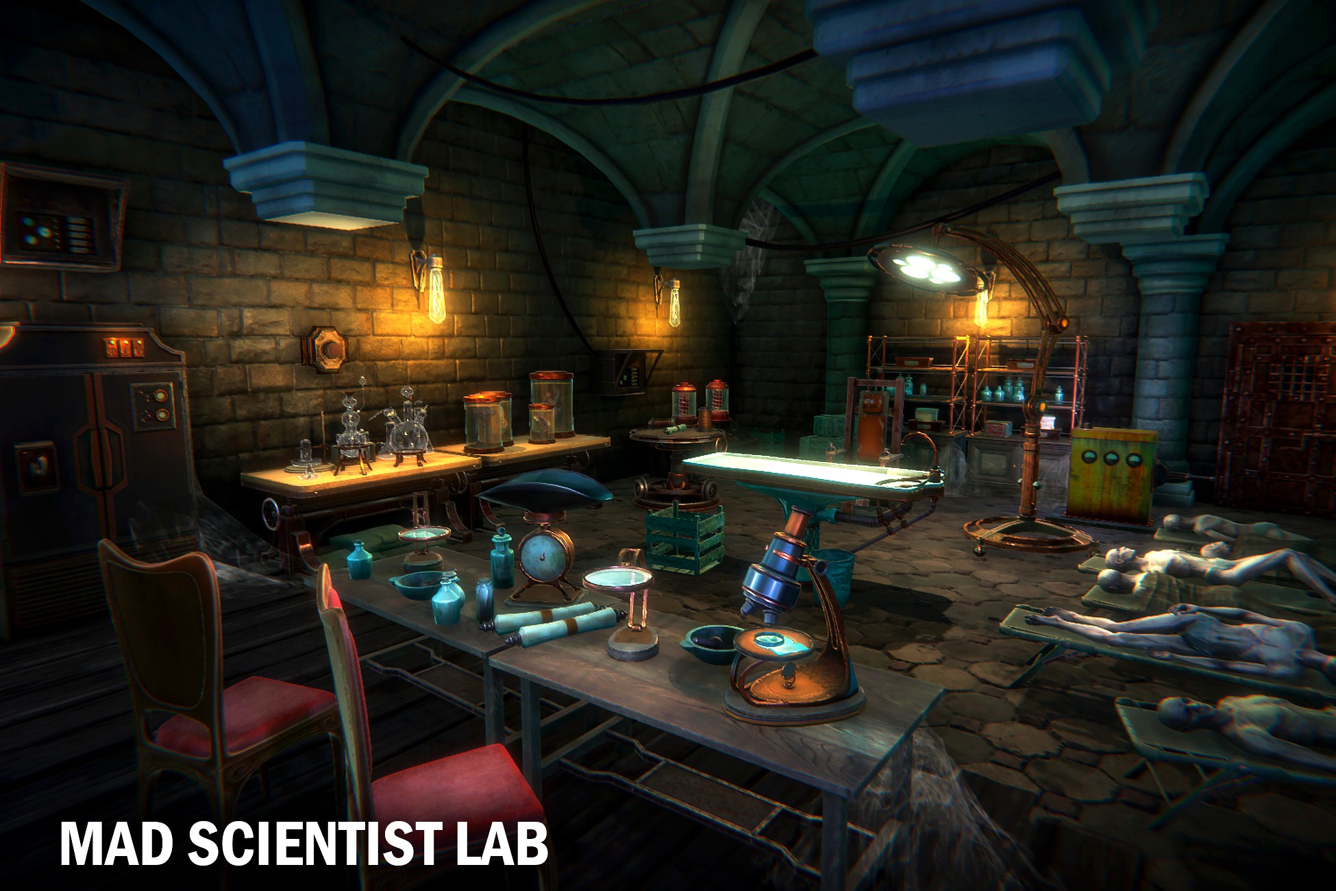 Mad scientist lab props pack 3d model