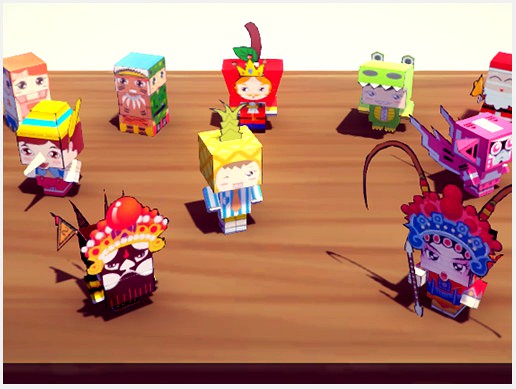 Origami cartoon character 3d model