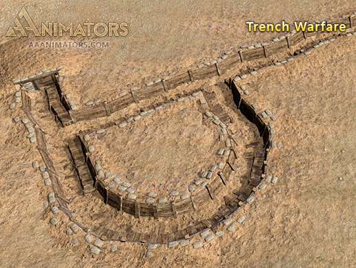 Low Poly Trench Warfare 3d model